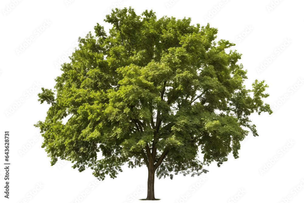 American elm tree PNG with green leaves and brown trunk isolated on ...