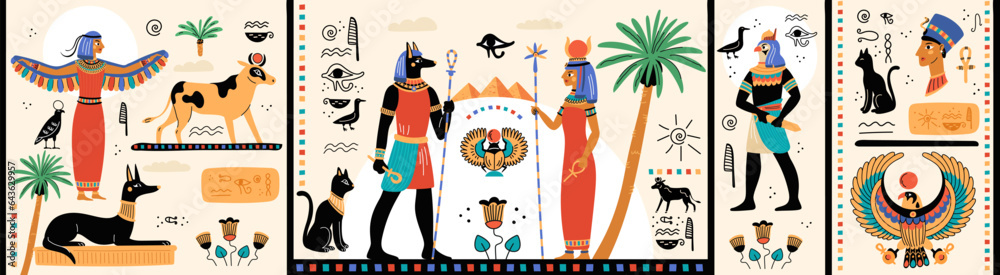 Photo & Art Print Ancient Egypt horizontal papyrus, VectorBum