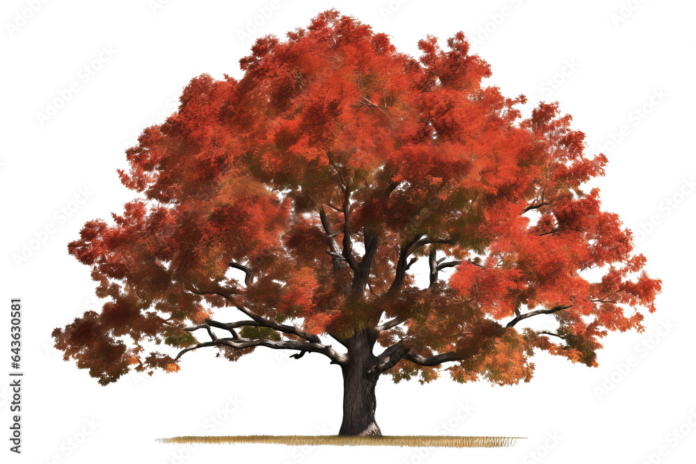 Northern Red Oak tree isolated on transparent background - high quality ...