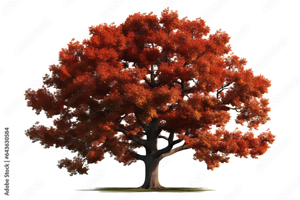 Northern Red Oak tree (Quercus rubra) isolated on transparent ...