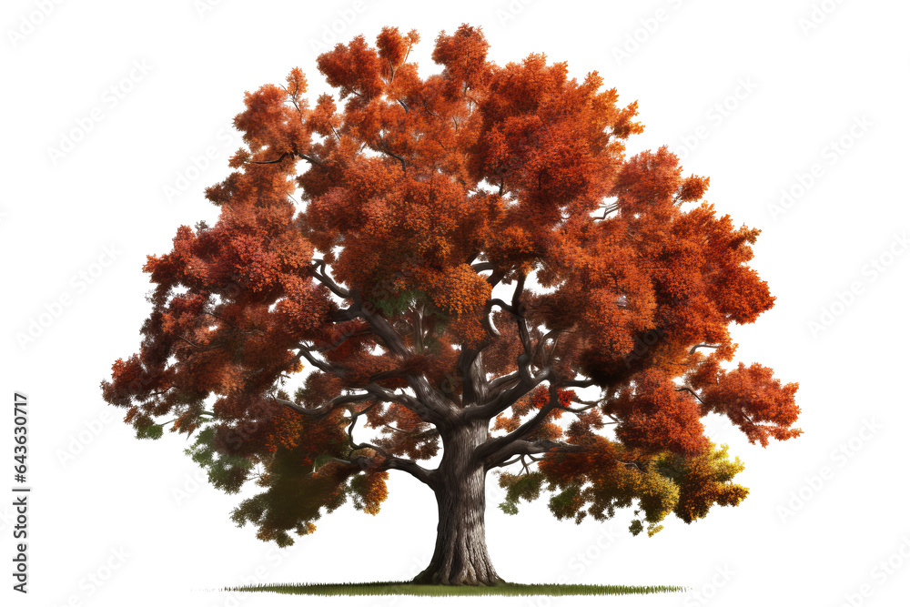 Northern Red Oak tree (Quercus rubra) isolated on transparent ...