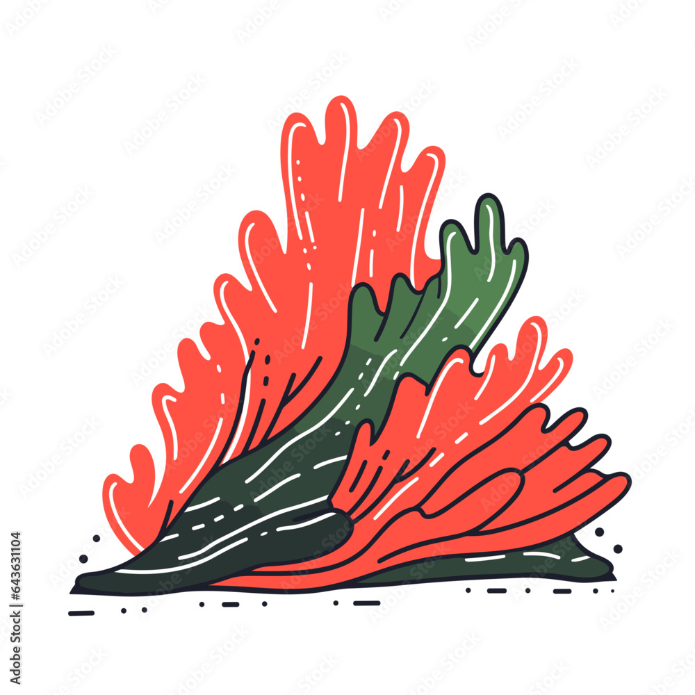 Algae scraper vector icon in minimalistic, black and red line work ...