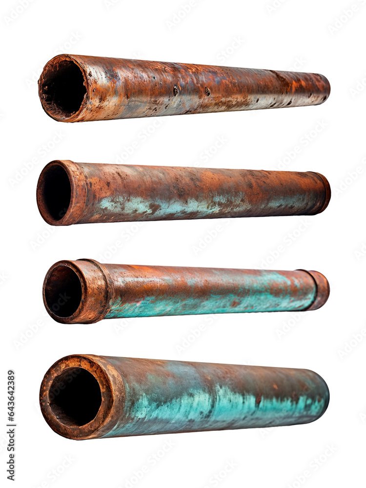 Rusted copper pipe, transparent background, isolated image, generative ...