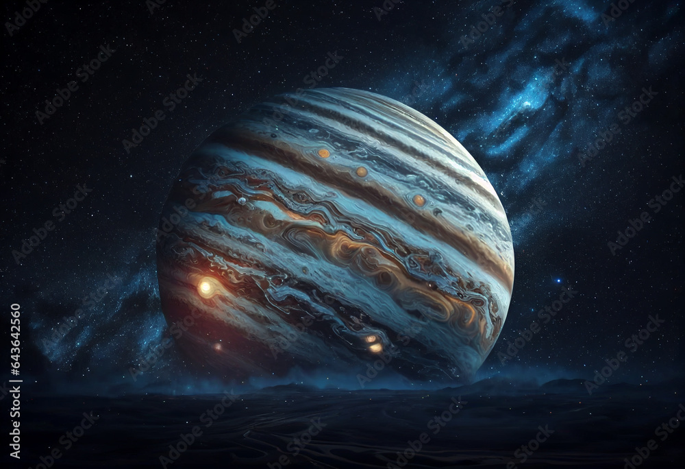Jupiter in sky at night background asset game 2D futuristic generative ...