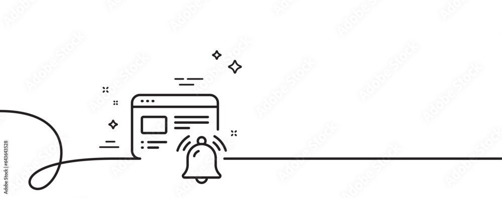 Internet notification line icon. Continuous one line with curl. Alarm ...