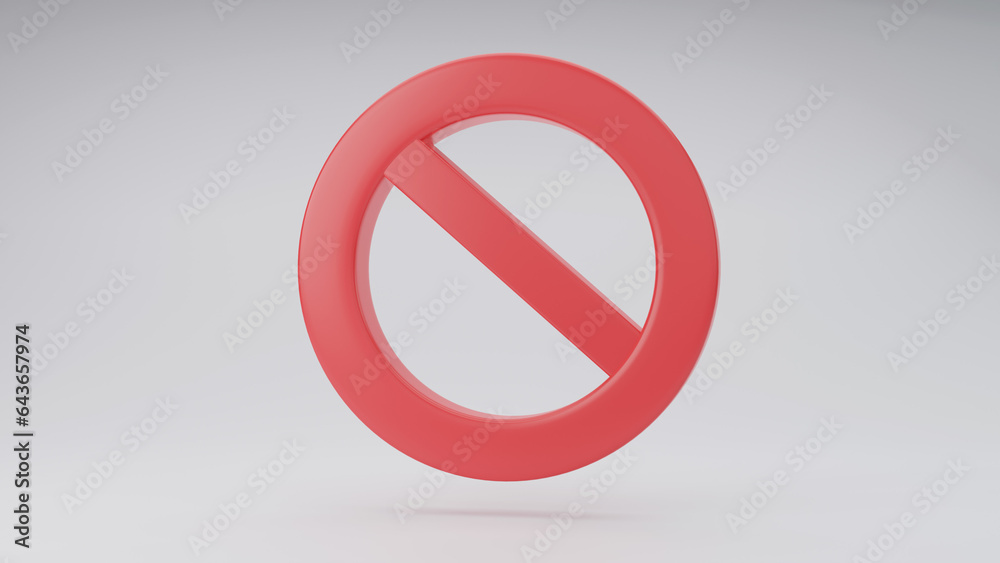 red prohibited sign no icon warning or stop symbol safety danger, 3d ...
