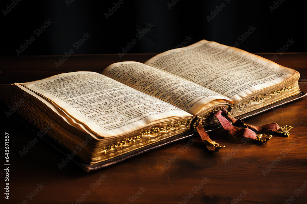 An open Hebrew Bible with its intricate calligraphy and timeless verses ...