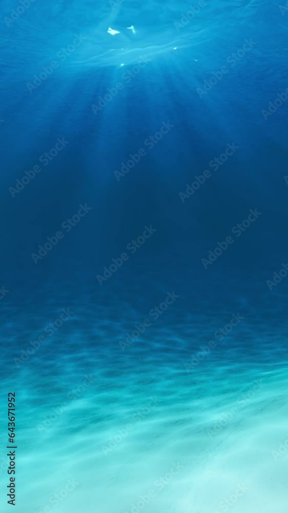 Underwater Scene With Blue Water And Sandy Bottom And Sun Rays ...