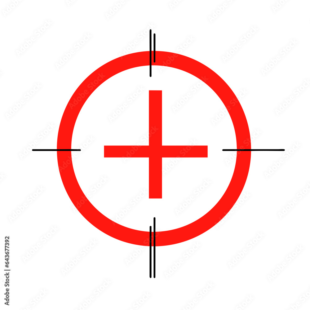 Crosshairs vector icon in minimalistic, black and red line work, japan ...