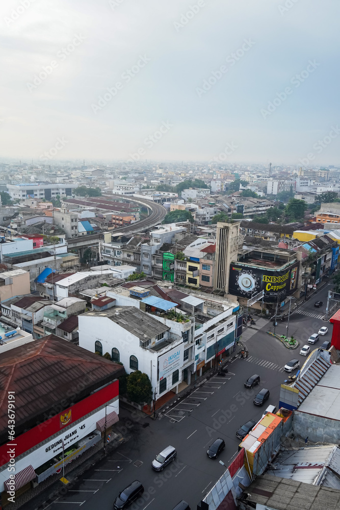 Indonesia, Jakarta, August 12, 2023, Medan city skyline, city ...