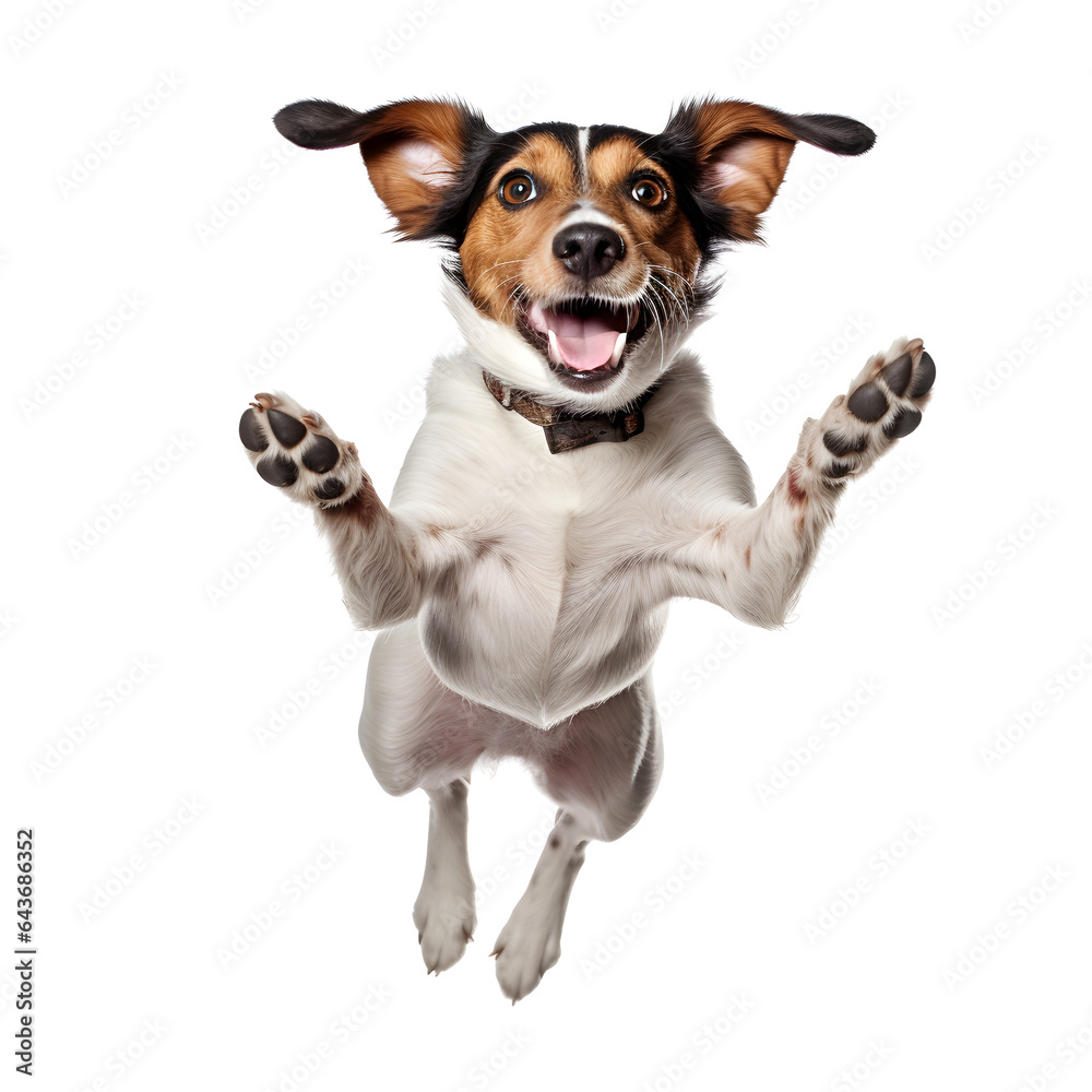 Perro saltando de alegría, fondo blanco imagen de estudio. Stock ...