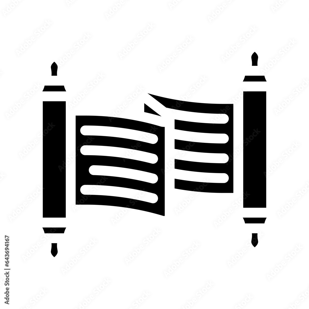 torah scroll jewish glyph icon vector. torah scroll jewish sign ...
