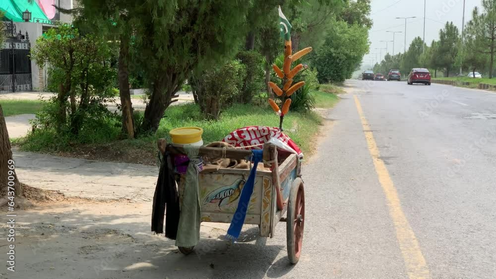 Corn in the cart, boiled corn seller in the street, Traditional ...