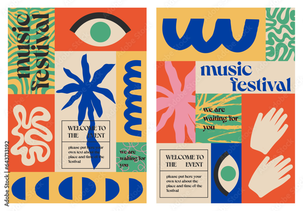 Abstract posters for art and music festivals. Vector modern backgrounds ...