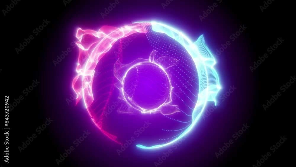 Holographic sphere with blue-red particles. Stock animation of visual ...