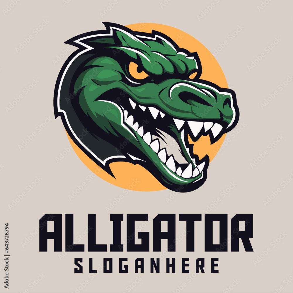 Illustrated Alligator: Logo, Mascot, Illustration, Vector Graphics for ...