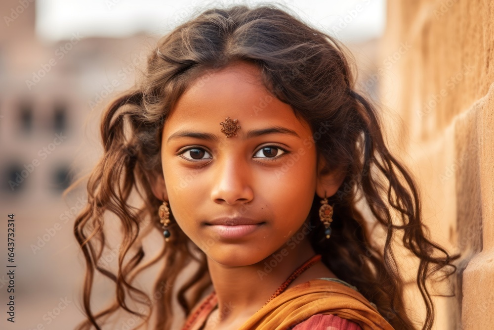 Close-up portrait photography of a happy girl in her 40s wearing a cute ...