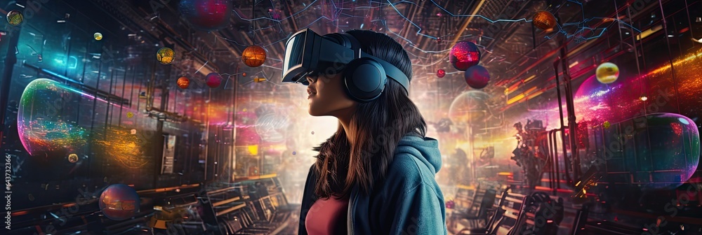 kid (filipino girl) wearing virtual reality vr goggles Stock ...