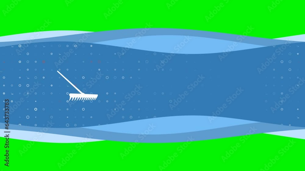 Animation of blue banner waves movement with white rake symbol on the ...