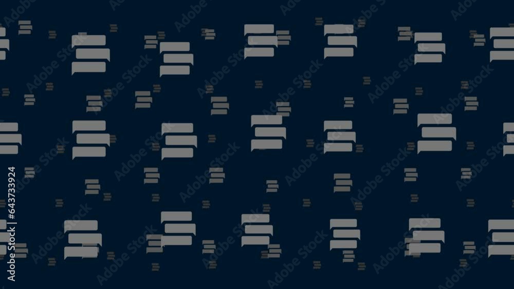 Discussion symbols float horizontally from left to right. Parallax fly effect. Floating symbols ...