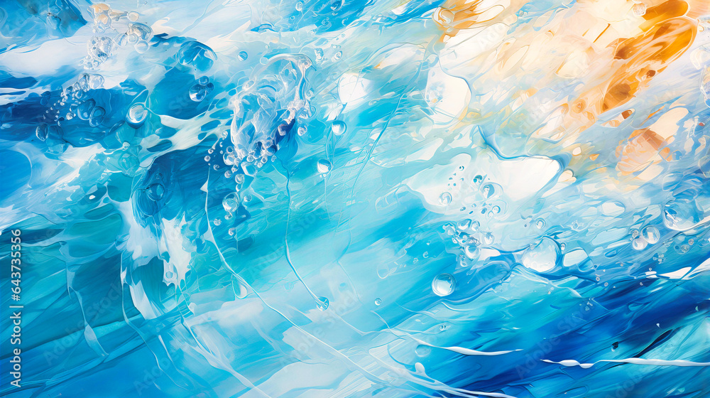 Dive deep into abstract pools reflecting the dance of icy creatures ...