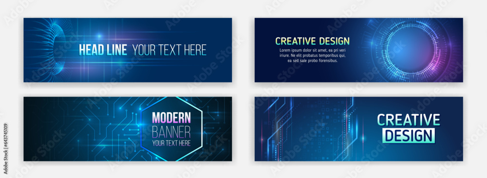 Futuristic banner template set. Modern hi-tech design for websites and ...