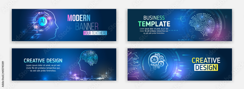 Vetor de Technology, science, engineering, artificial intelligence ...