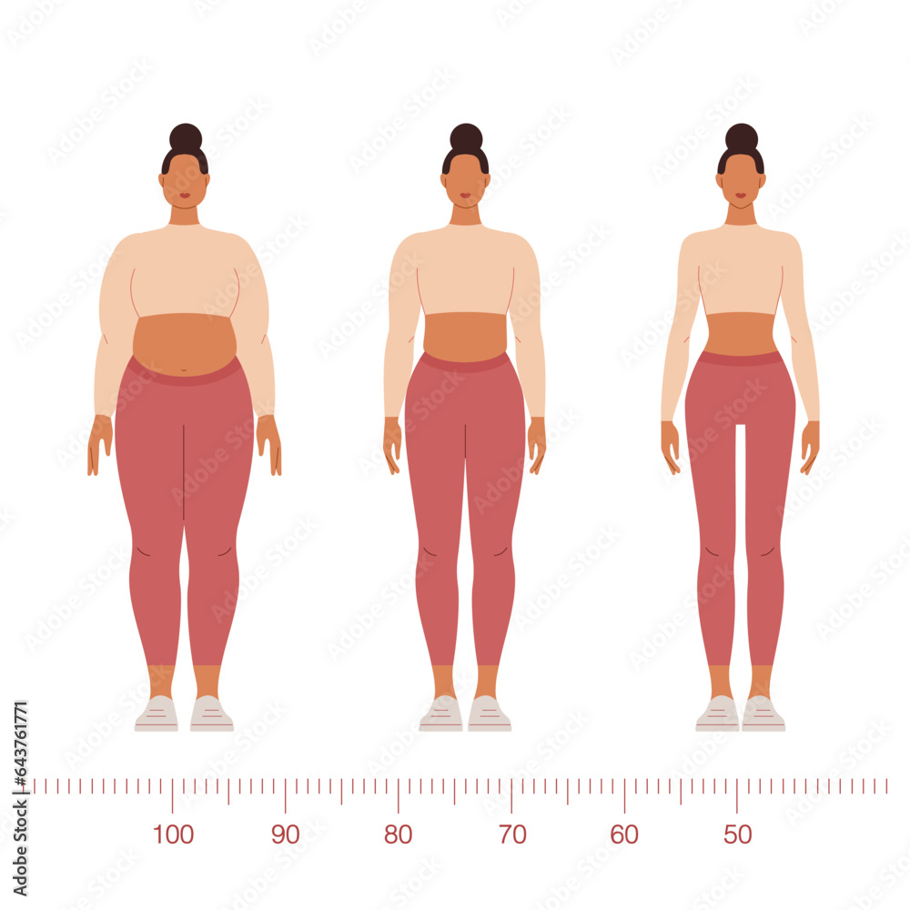 Three types of female body shapes and fullness. Overweight, chubby ...