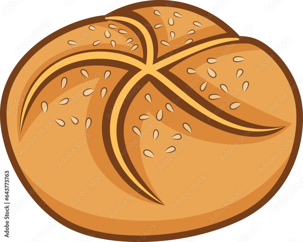Kaiser roll bun vector illustration, Kaiser roll, Kaisersemmel, Emperor ...