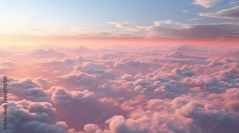 Beautiful sunset above the clouds. Aerial view. Nature background of ...
