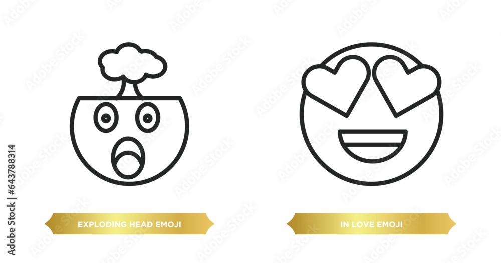 two editable outline icons from emoji concept. thin line icons such as ...