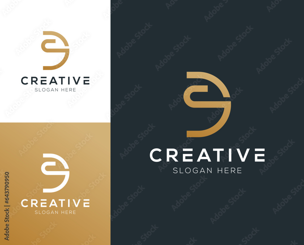 Modern luxury clean initial DS letter logo design vector illustration ...