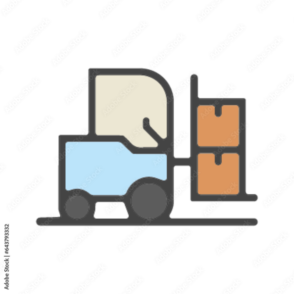 Pictogramme icones et logo chariot elevateur logistique bleu couleur ...
