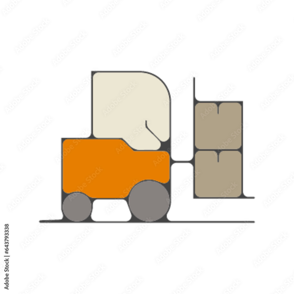 Pictogramme icones et logo chariot elevateur logistique bleu couleur ...