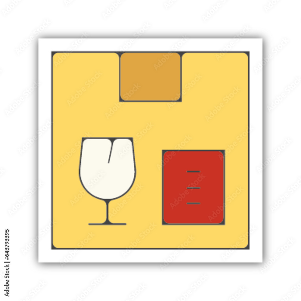 Pictogramme icones et logo colis attention fragile couleur relief Stock ...