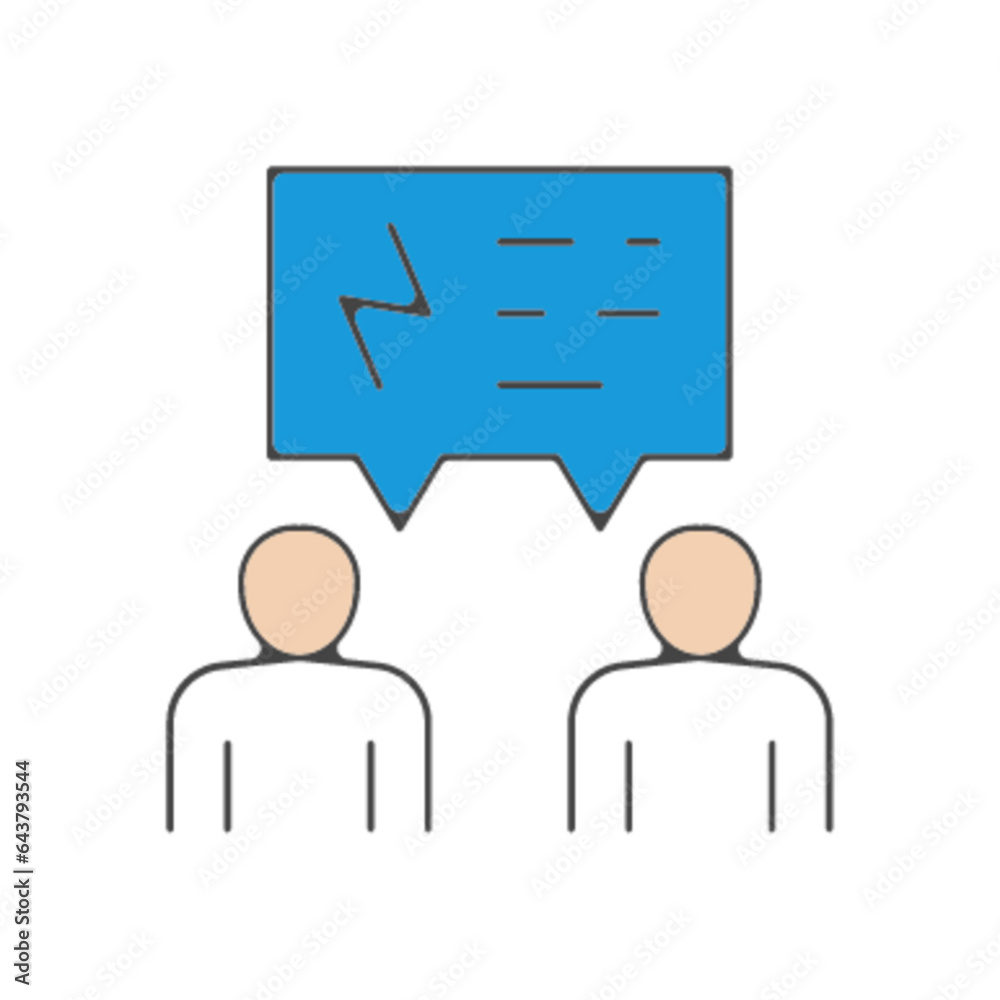 Pictogramme icones et logo conversation travail conflit couleur Stock ...