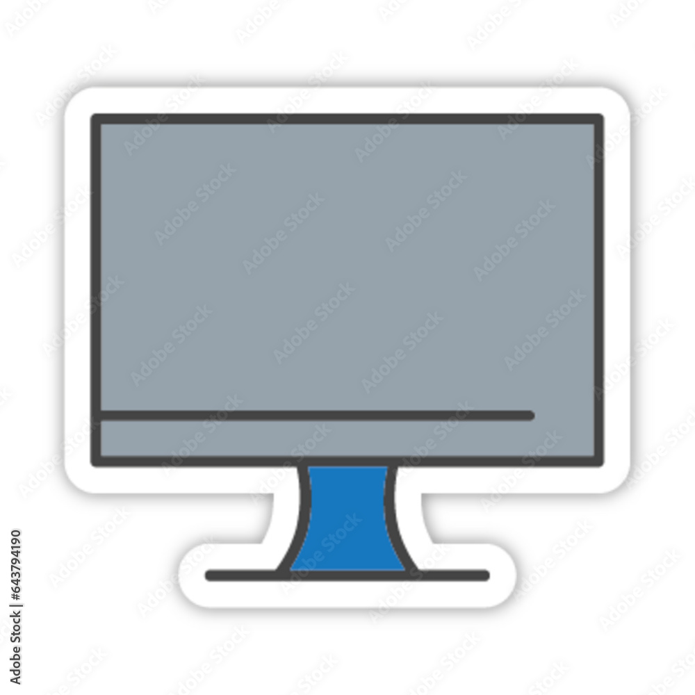 Pictogramme icones et logo ecran ordinateur bureau couleur bleu relief ...