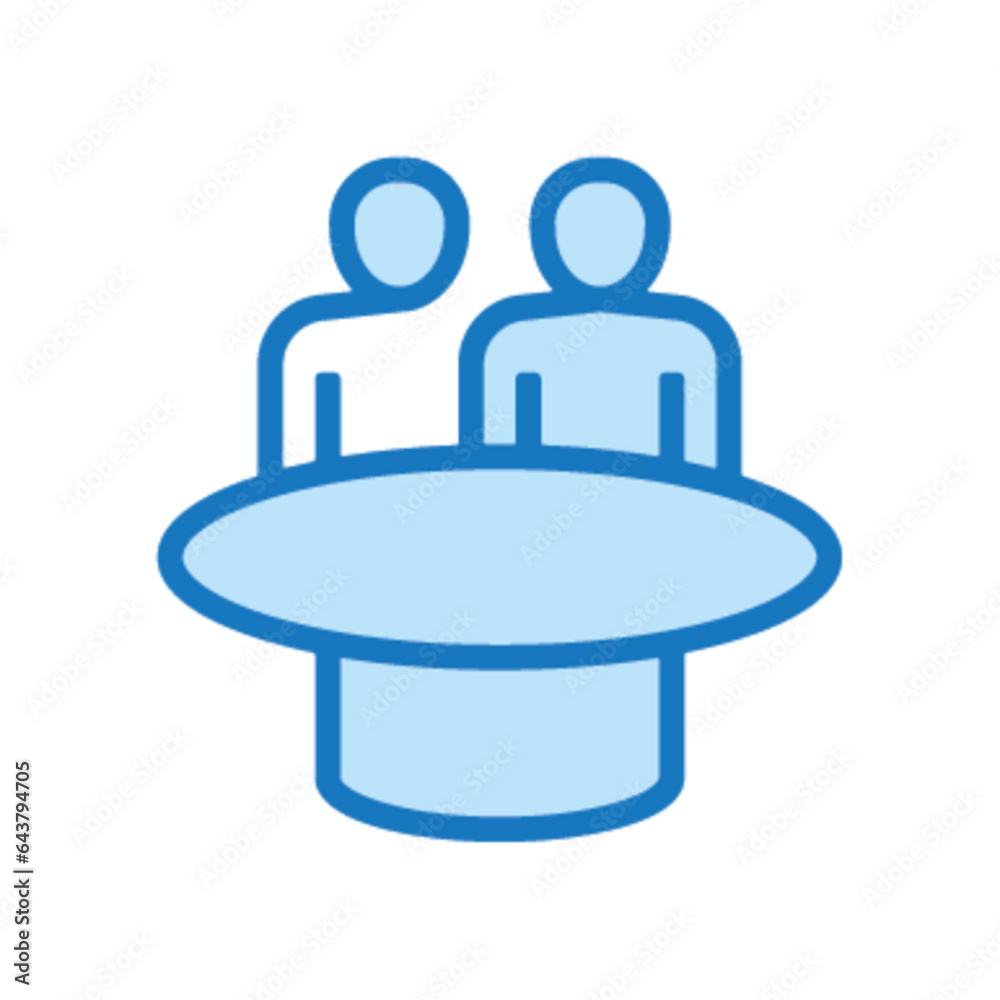 Pictogramme icones et logo equipe travail groupe table ronde bleu gras ...