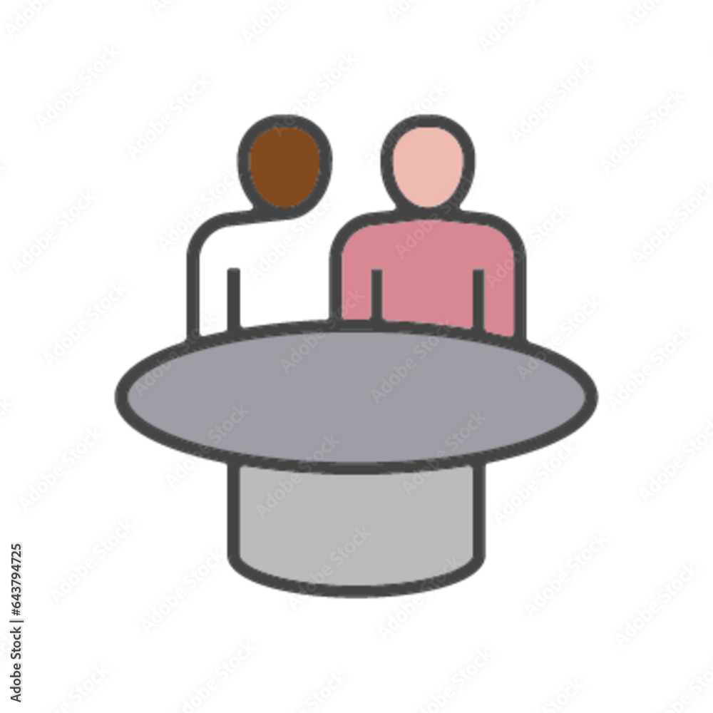 Pictogramme icones et logo equipe travail groupe table ronde couleur ...