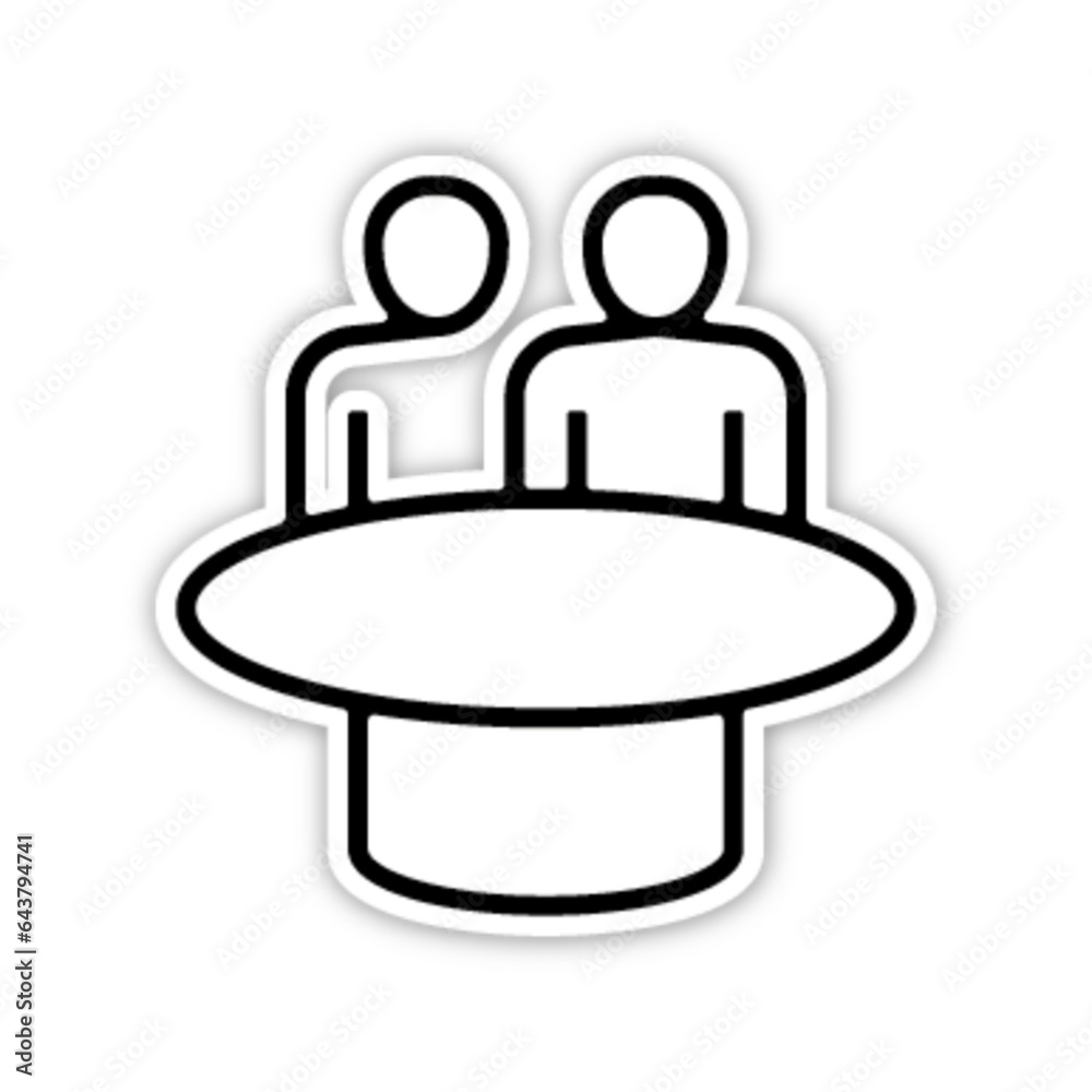 Pictogramme icones et logo equipe travail groupe table ronde epais ...