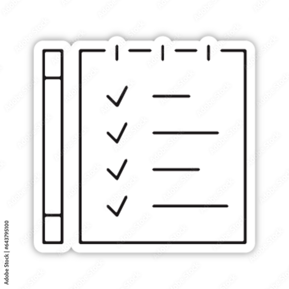 Pictogramme icones et logo liste travail note cocher fin relief Stock ...
