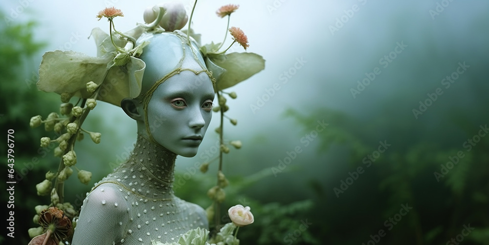 Portrait of beautiful female alien from different planet Stock ...