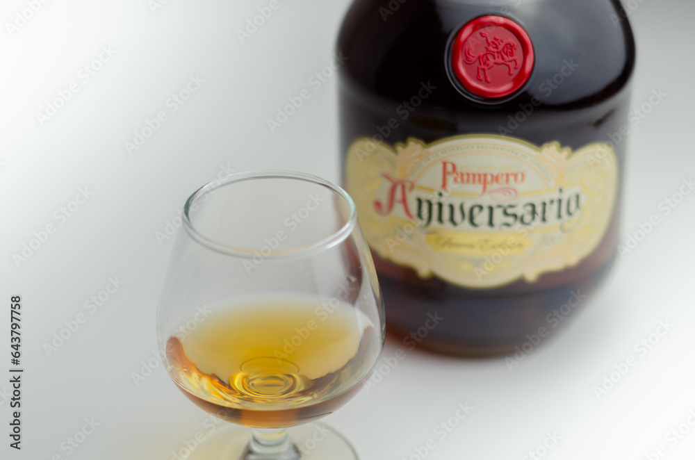 LONDON, UNITED KINGDOM - JUNE 28, 2022 Ron Pampero Aniversario Rum, a ...