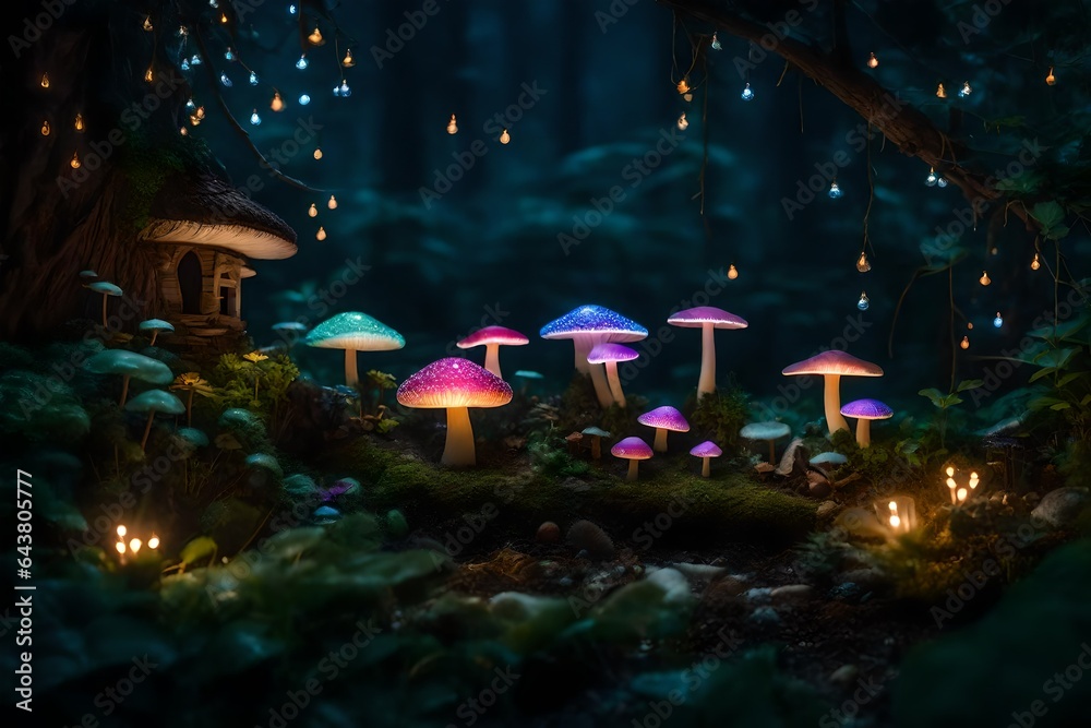 a whimsical, fairytale-inspired garden scene. Envision mushrooms that ...
