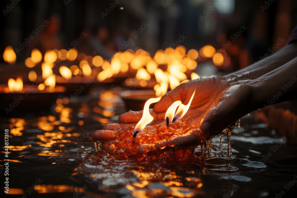 Eternal Flames. Devotees lighting eternal flames as a symbol of ...