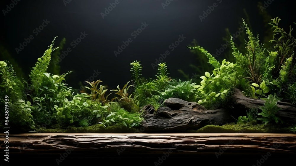 background Empty aquarium tank with aquatic plants Stock Photo | Adobe ...