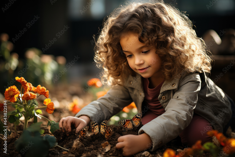Children plant flowers to attract butterflies, creating a haven for ...