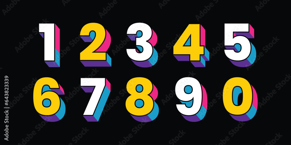 Vector creative color 3D geometry shapes' numerals. font alphabet ...
