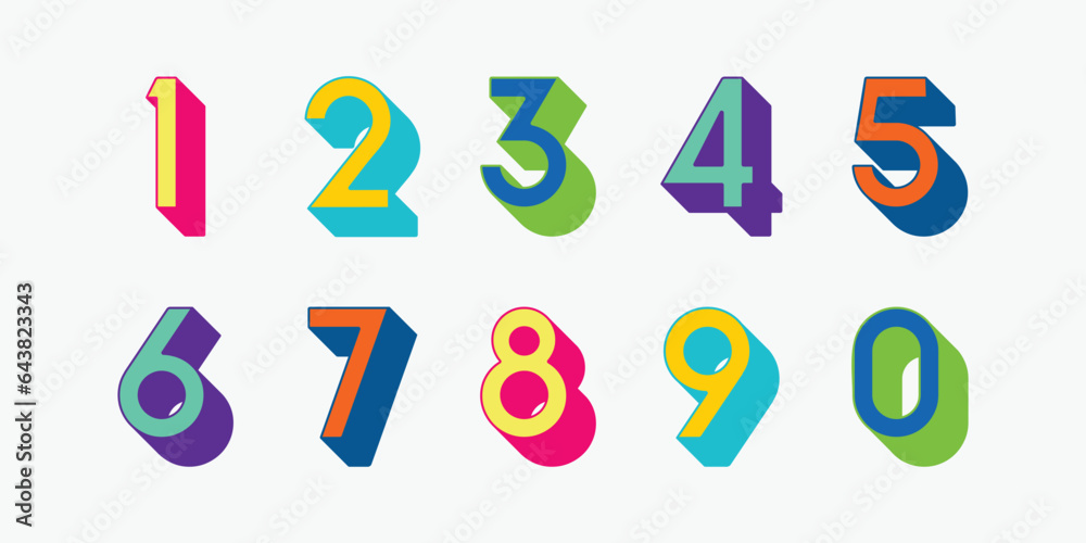 Vector creative color 3D geometry shapes' numerals. font alphabet ...