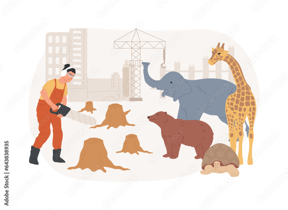 Vetor de Habitat loss for wild animals isolated concept vector ...